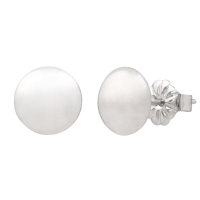 Flat Ball Stud Earrings in Sterling Silver