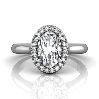 Martin Flyer Oval Halo Diamond Setting in 14kt White Gold (1/7ct tw ...