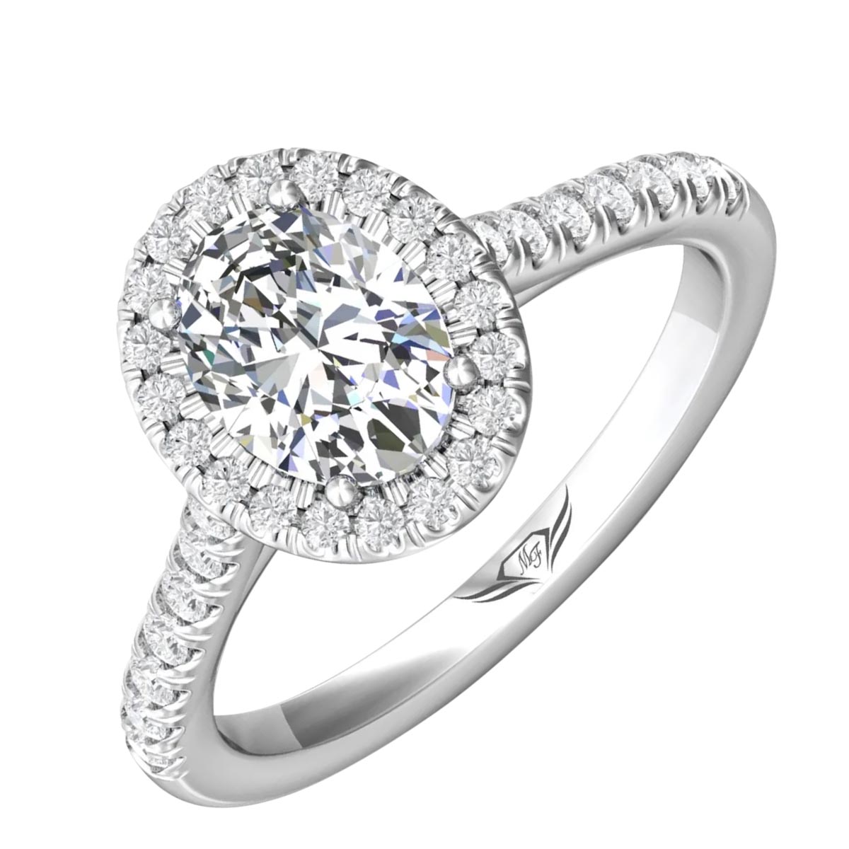 Martin Flyer Oval Diamond Engagement Ring Setting in 14kt White Gold ...