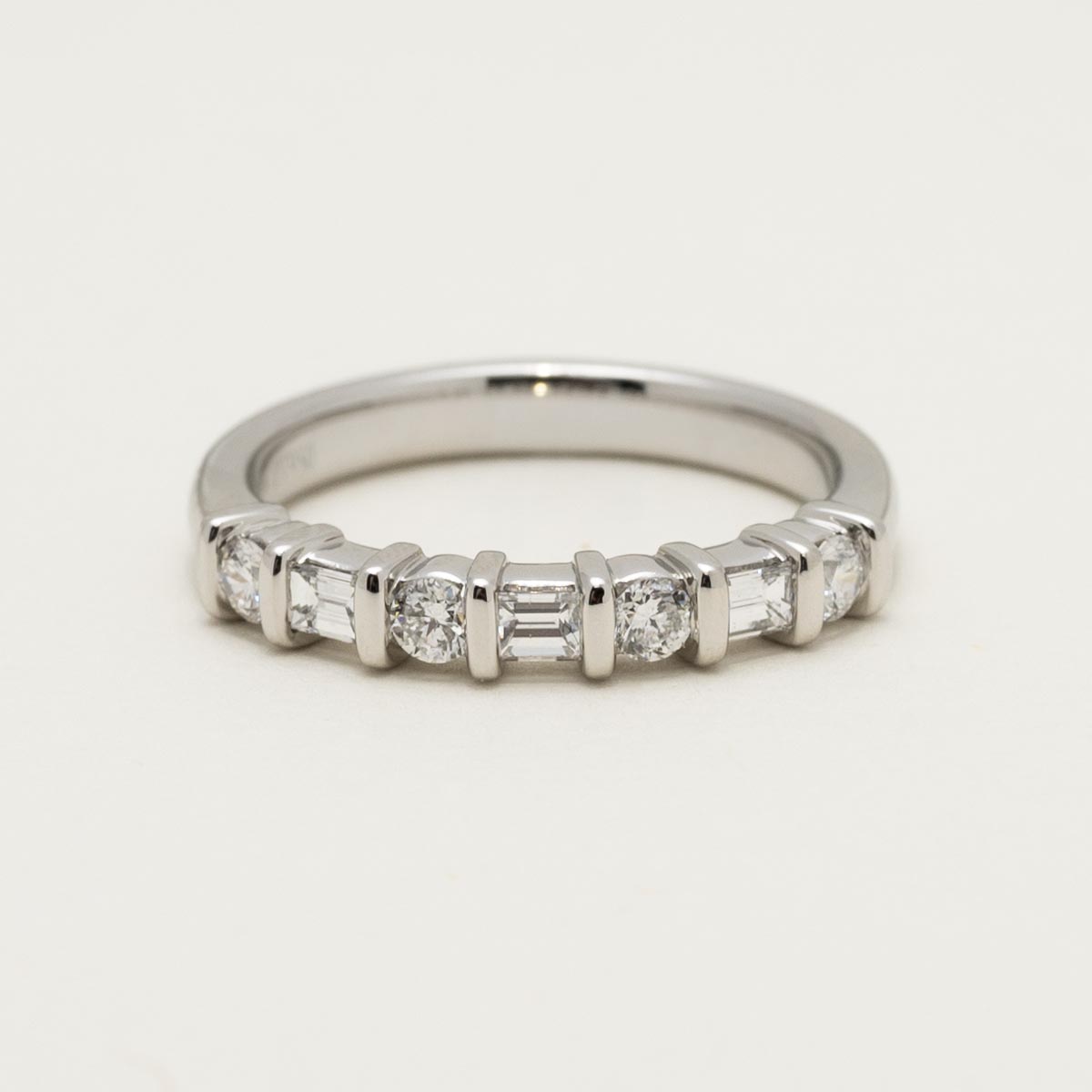 Round and Baguette Diamond Bar Set Band in Platinum (1/2ct tw) – Day's ...