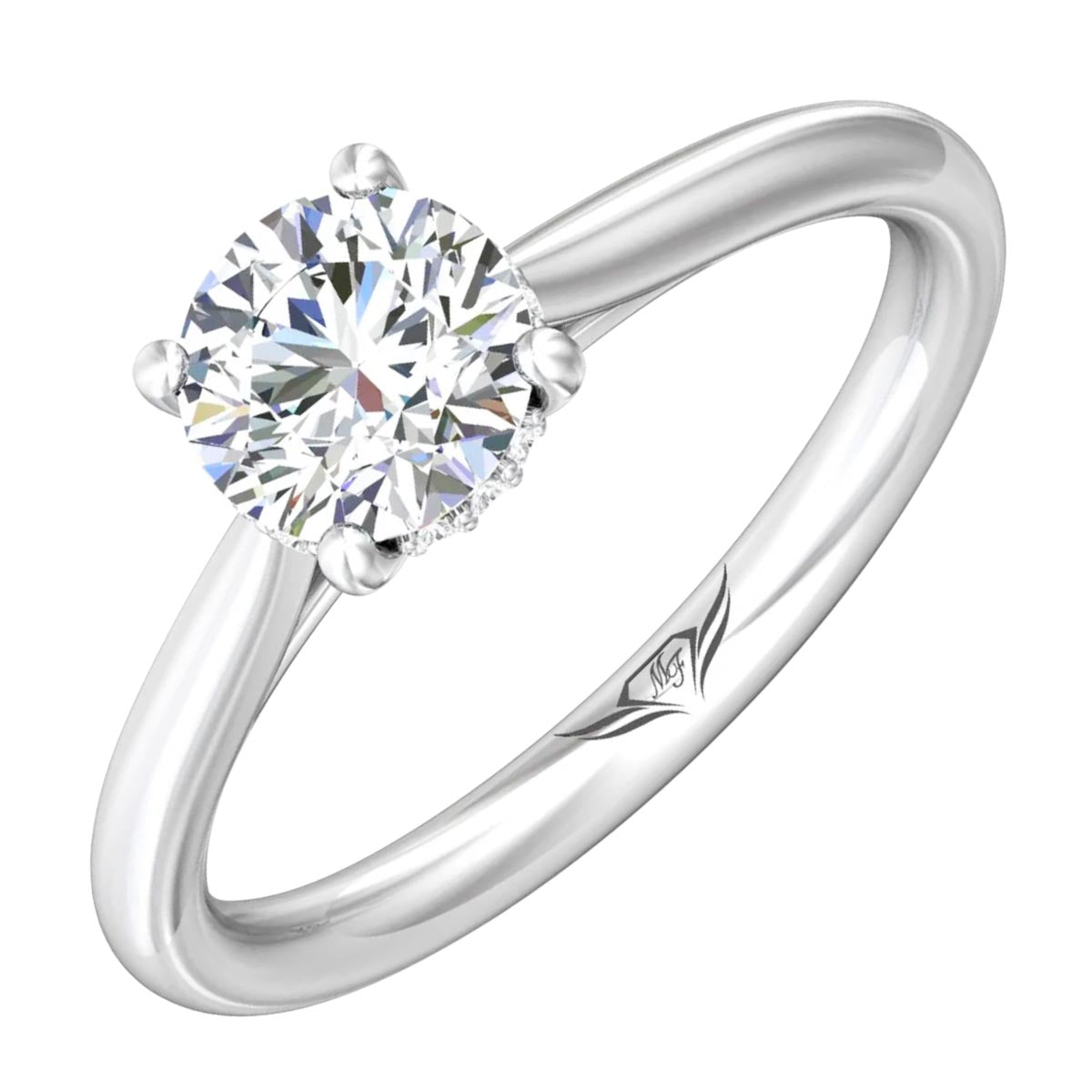 Martin Flyer Hidden Halo Diamond Engagement Ring Setting in 14kt White ...