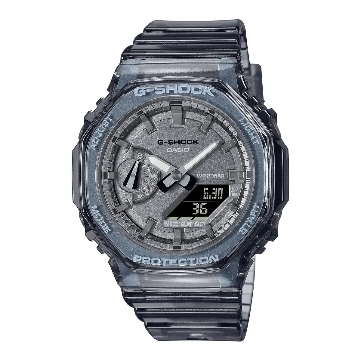 G Shock Womens Watch with Gray Dial and Transparent Gray Resin Strap ...