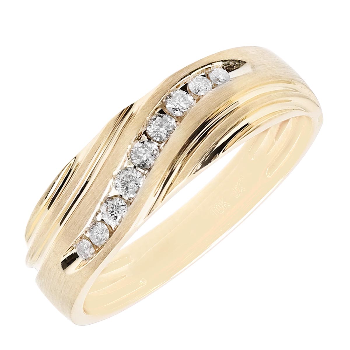 Mens Diamond Curve Channel Band in 10kt Yellow Gold (1/5ct tw) – Day's ...