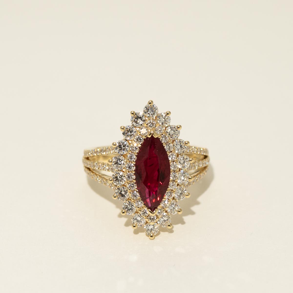Marquise Ruby Ring in 18kt Yellow Gold with Diamonds (1 1/2ct tw) – Day ...